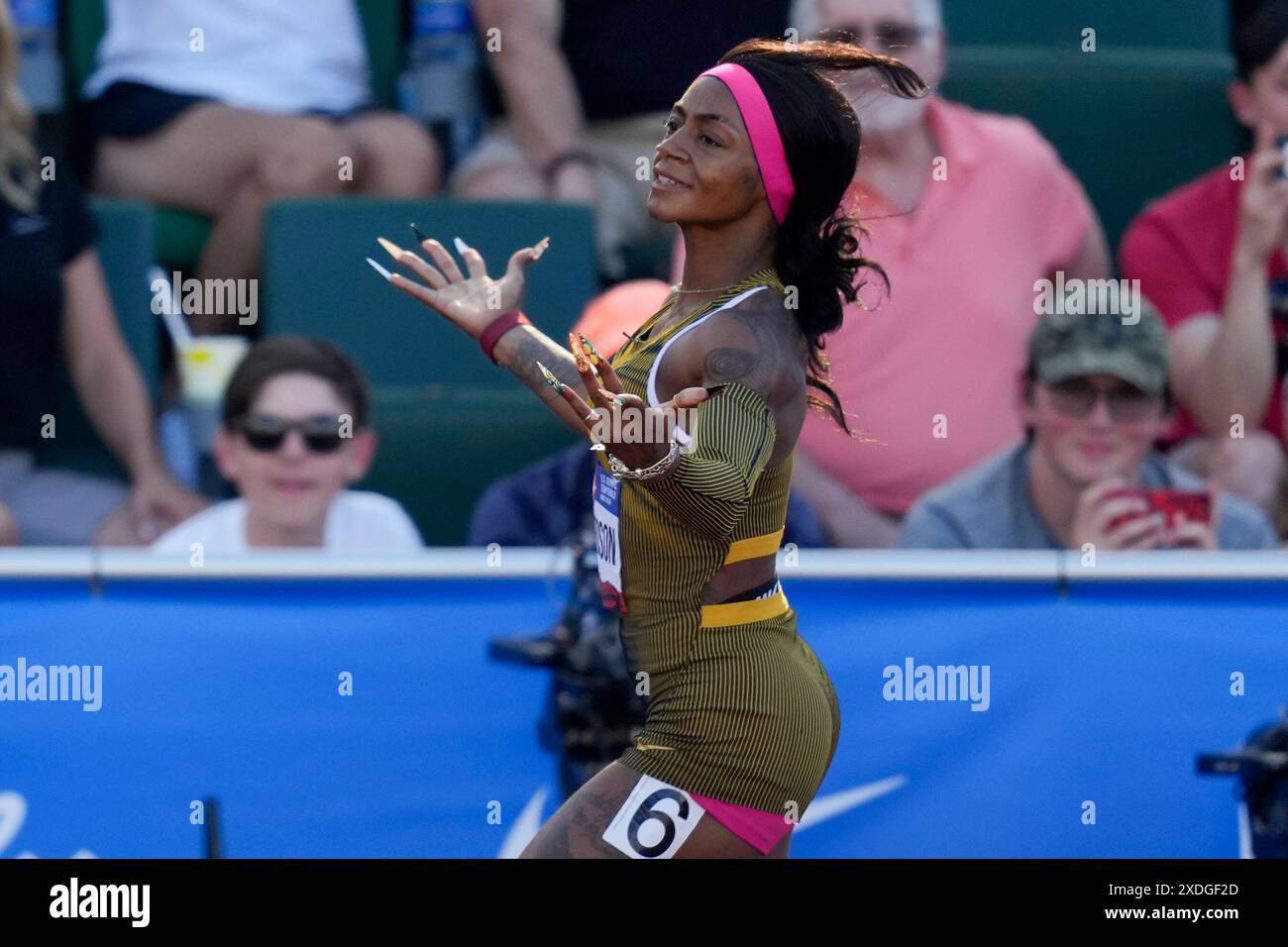Sha'Carri Richardson celebrates her win in the wins women's 100-meter ...