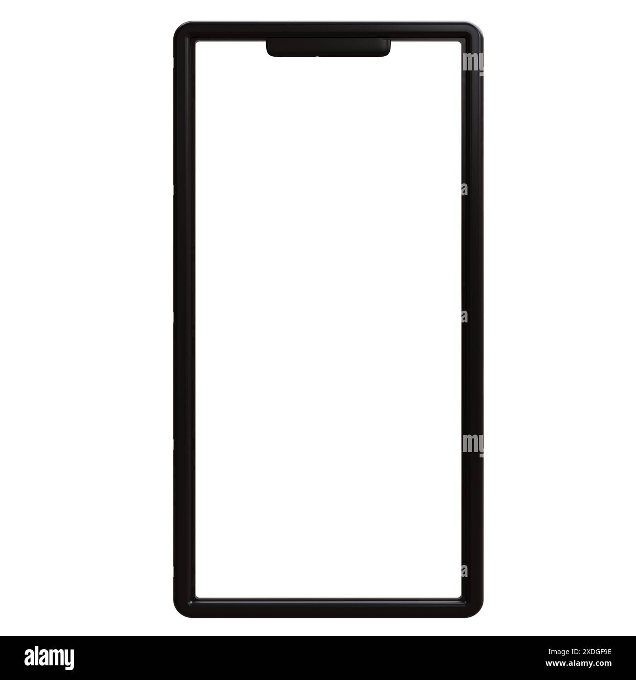 Smart mobile phone blank screen isolated on white transparent, black ...
