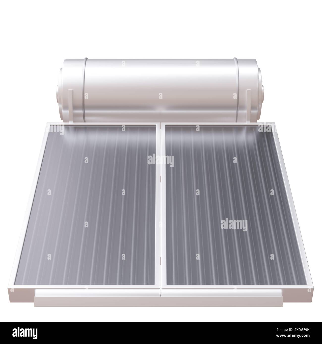 Solar water heater, panel and boiler isolated on white transparent. 3d ...