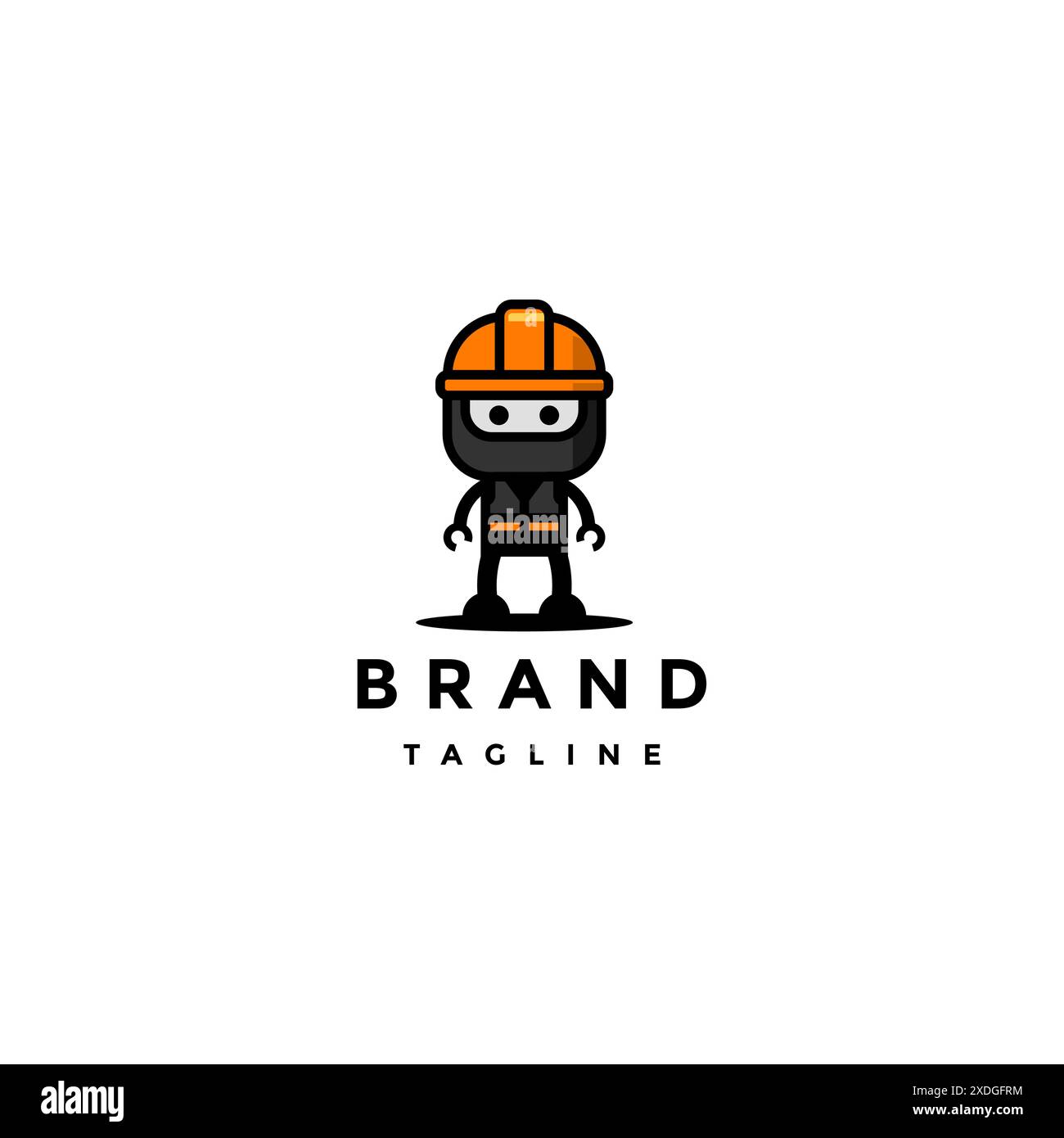 Mining Bot Character Logo Design. Mining Bot Icon With Safety Jacket ...