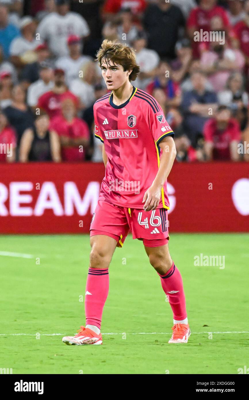 ST. LOUIS, MO - JUN 22: St. Louis City forward Caden Glover (46) during ...
