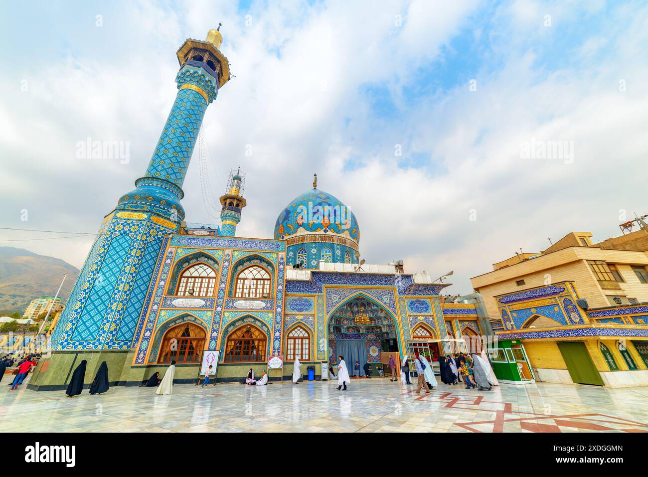 Tehran, Iran - 18 October, 2018: Wonderful colorful view of Imamzadeh ...