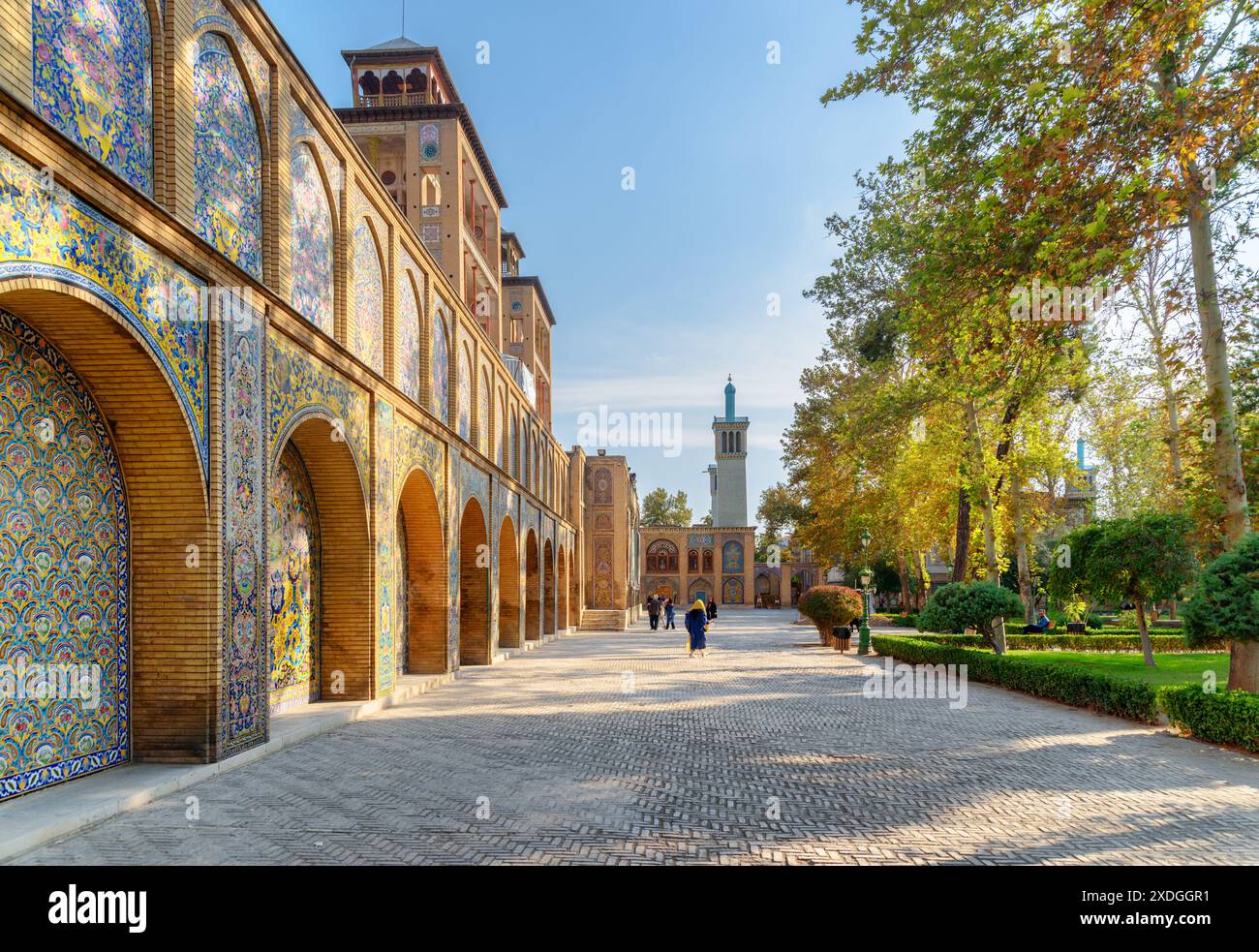 Tehran, Iran - 19 October, 2018: Beautiful view of courtyard and garden ...