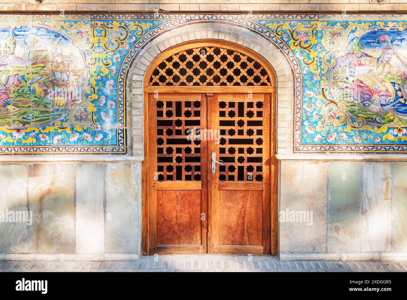 Tehran, Iran - 19 October, 2018: Amazing view of carved wooden door ...