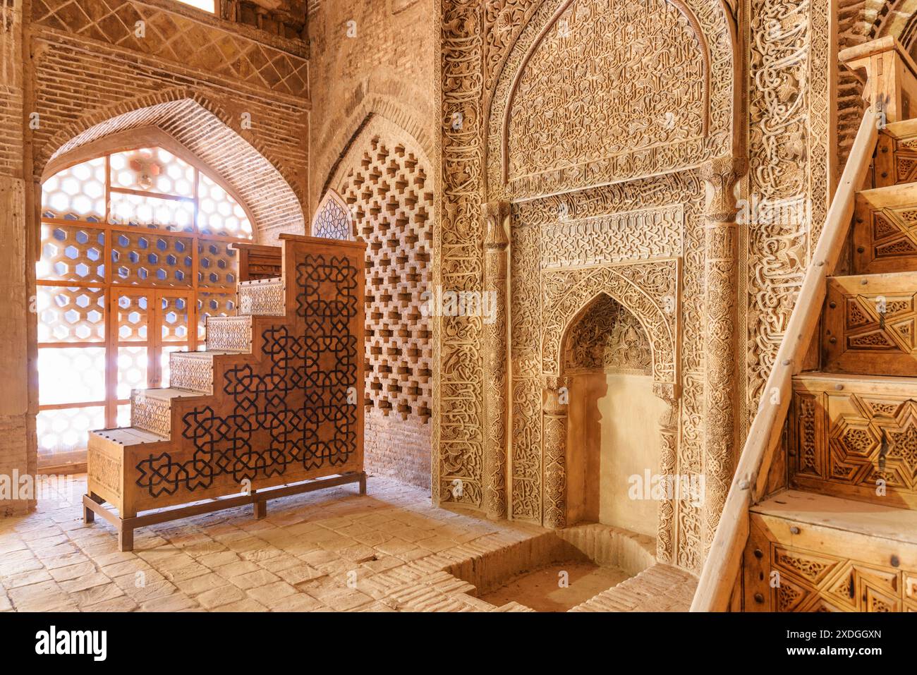 Awesome sanctuary and two ancient wooden carved stands used for ...