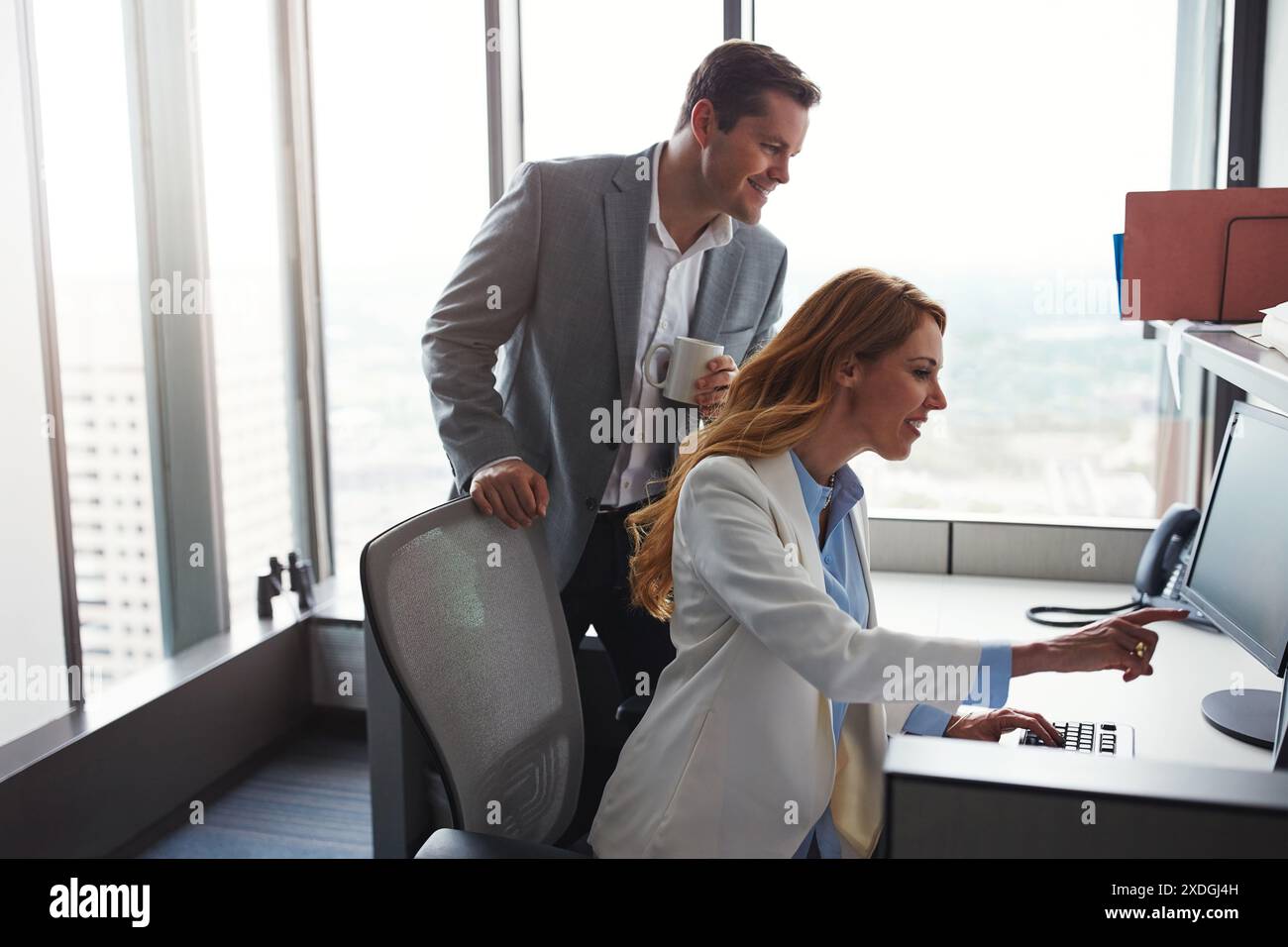 People, working and workplace speaking in corporate agency, project ...