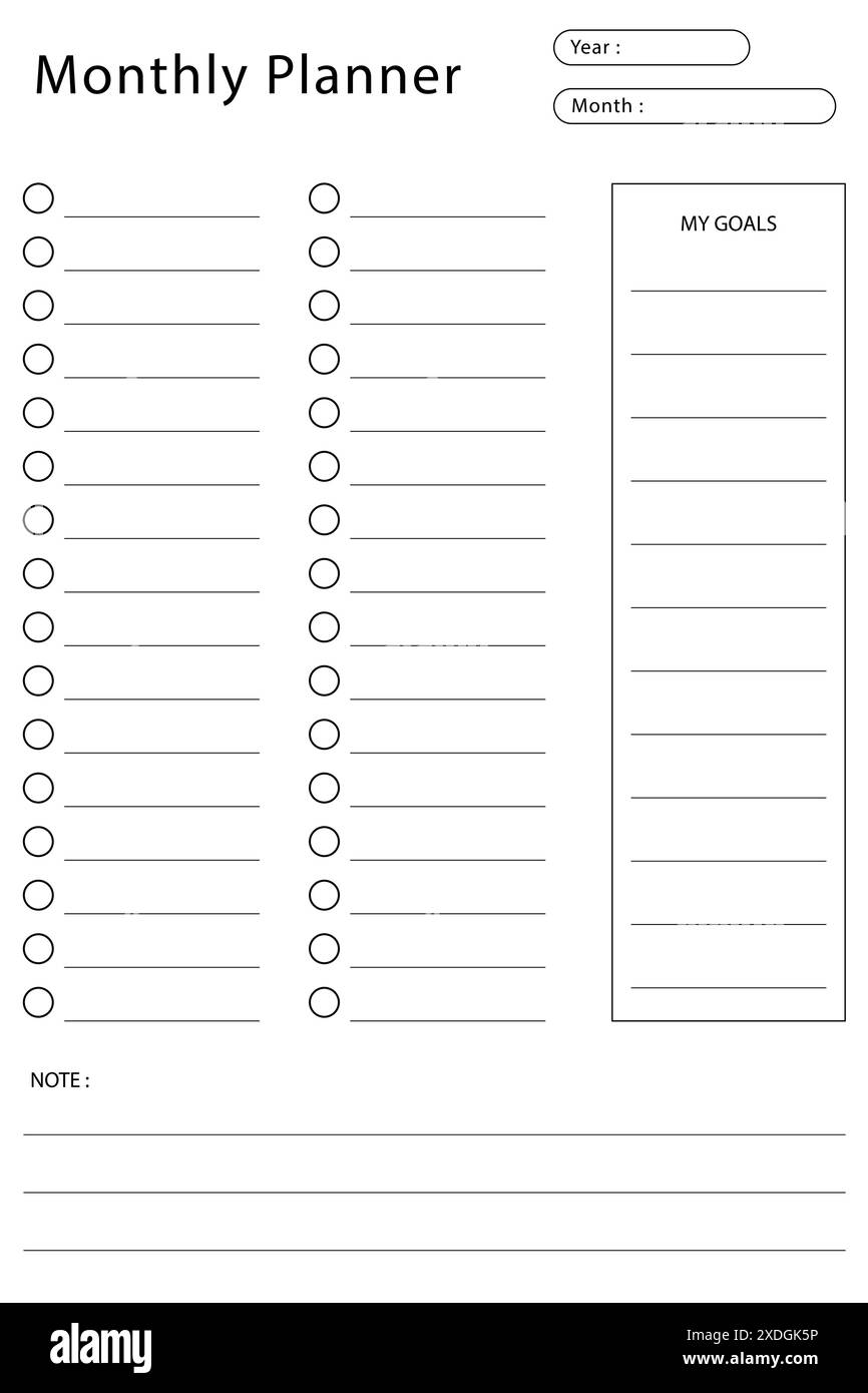 Monthly planner template. Vector design Stock Vector Image & Art - Alamy