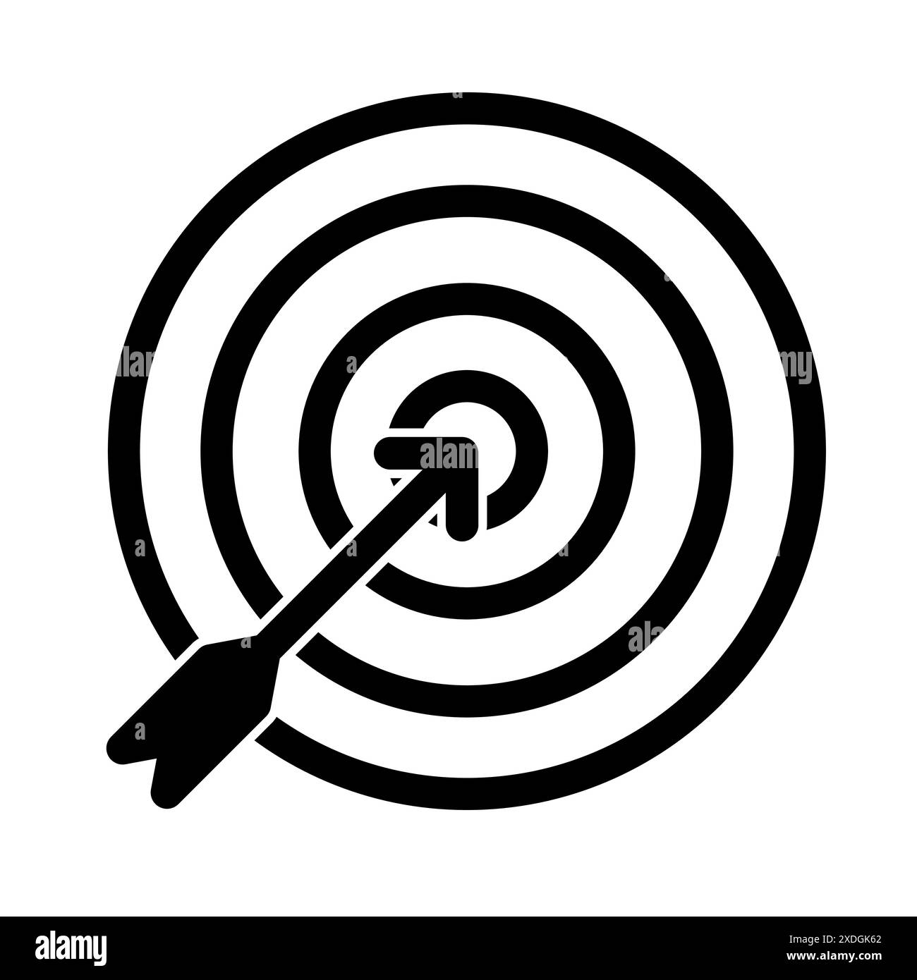 Target with arrow icon over white background. Silhouette style. Vector ...