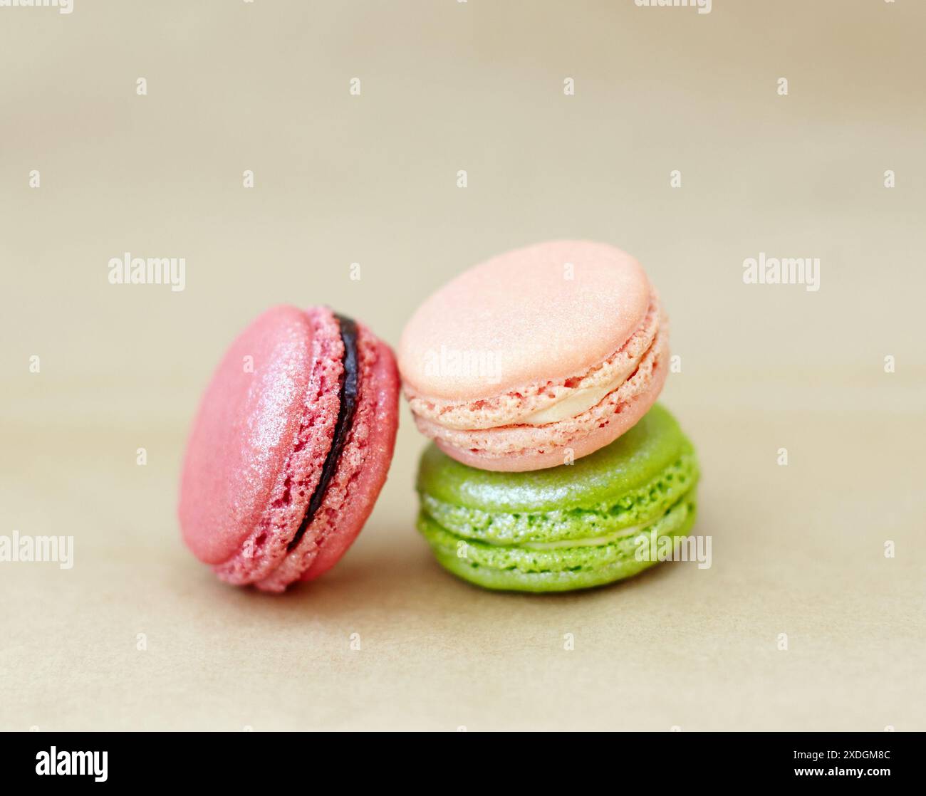 Macaroons, candy and stack of French sweets with variety, delicacy and ...
