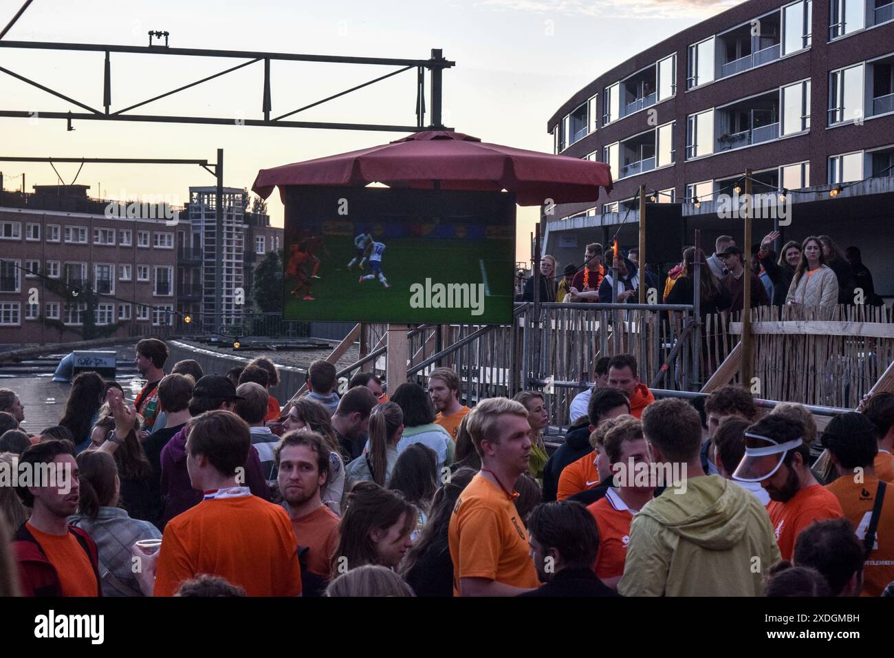 Rotterdam, Netherlands. 21st June, 2024. Dutch Fans gather to watches ...
