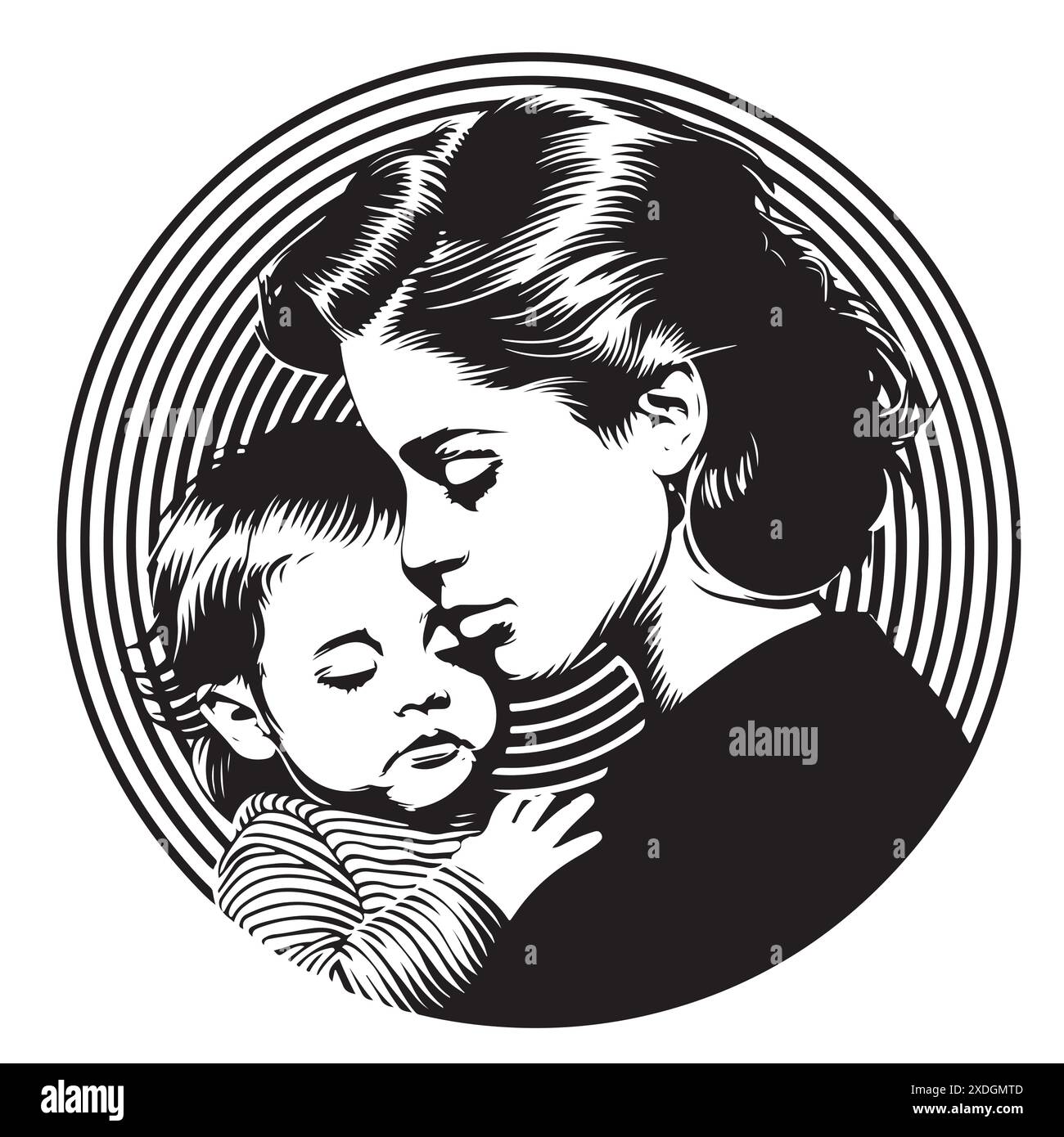 mother and baby stylized vector symbol, mom hugs her child logo ...