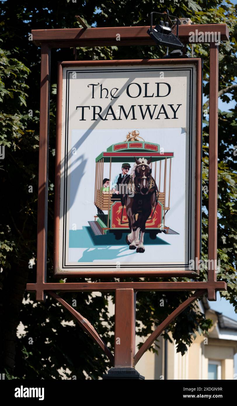 The Old Tramway pub sign, Stratford-upon-Avon, Warwickshire, England ...