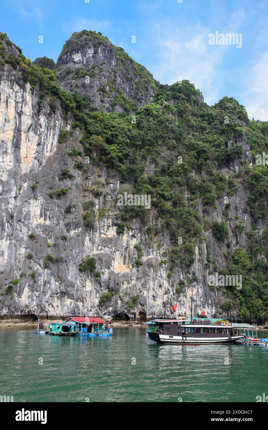 Halong Bay in Vietnams north is a famous area with many tall limestone ...