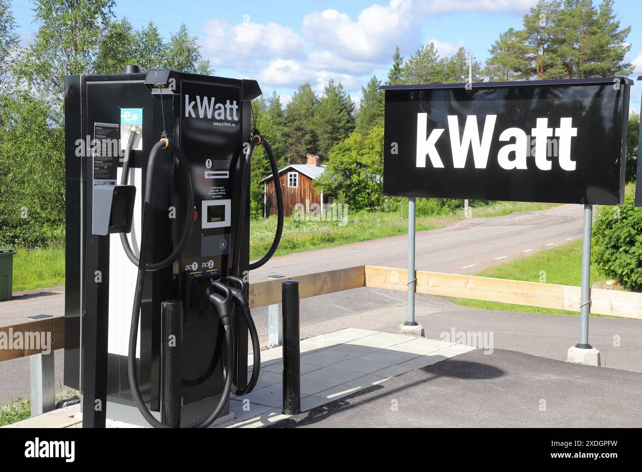 Hakkas, Sweden - June 17, 2024: Public fast charging point operated by ...