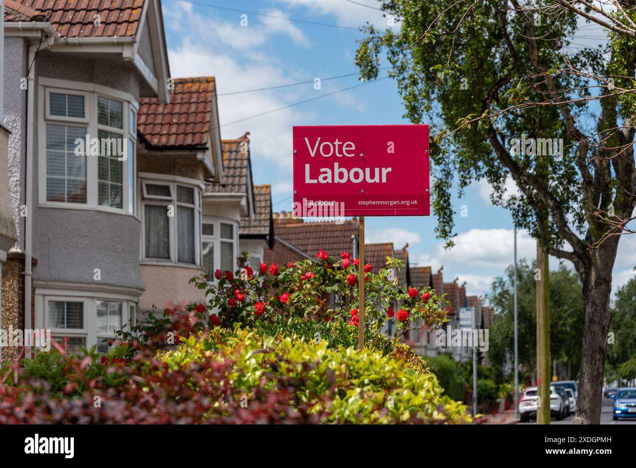 Sign on a residential street promoting the Labour Party ahead of local ...
