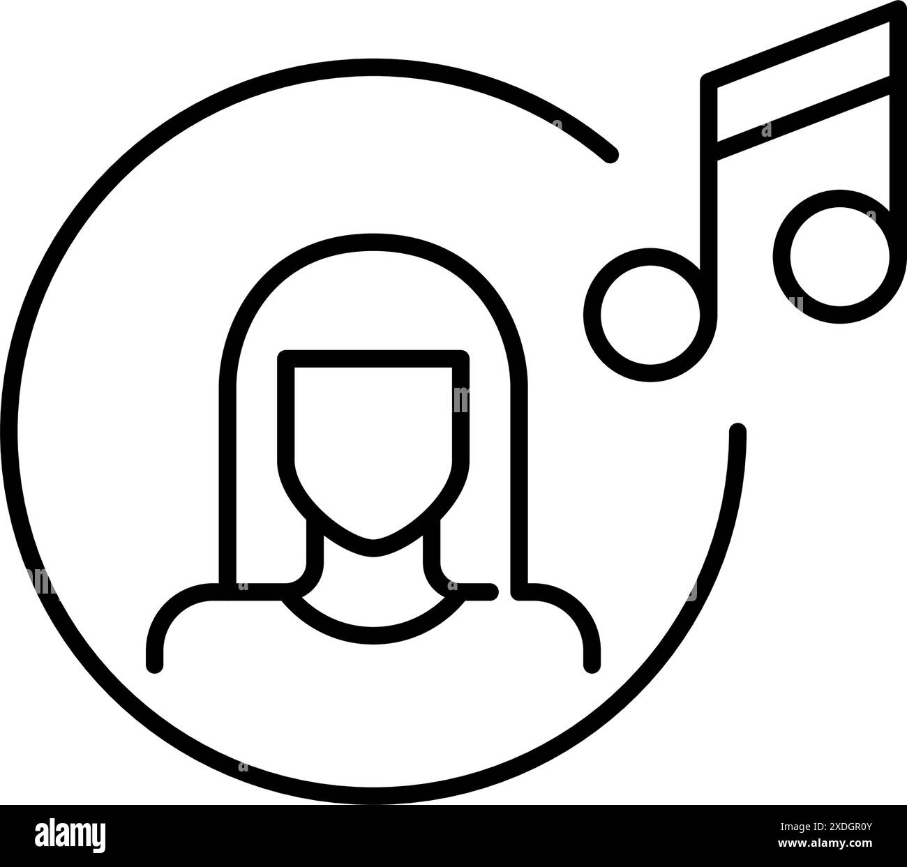Female user avatar and musical note. Online streaming services. Music ...