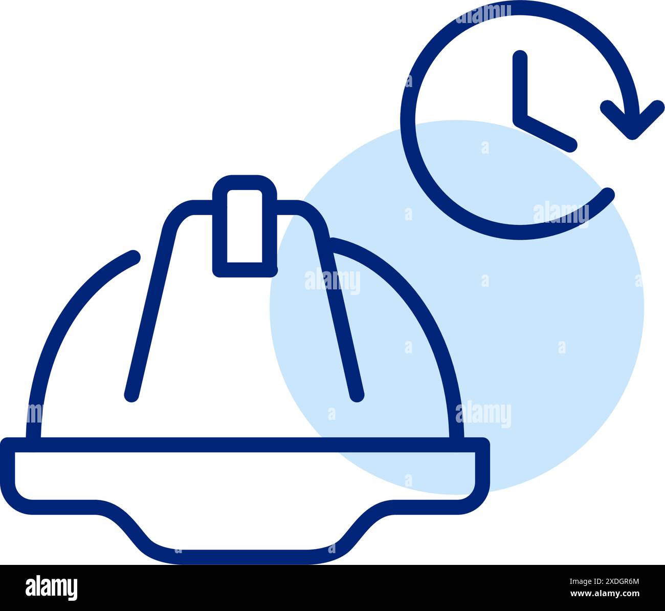 Hard hat and clock. Web development timeline and schedule. Planned ...