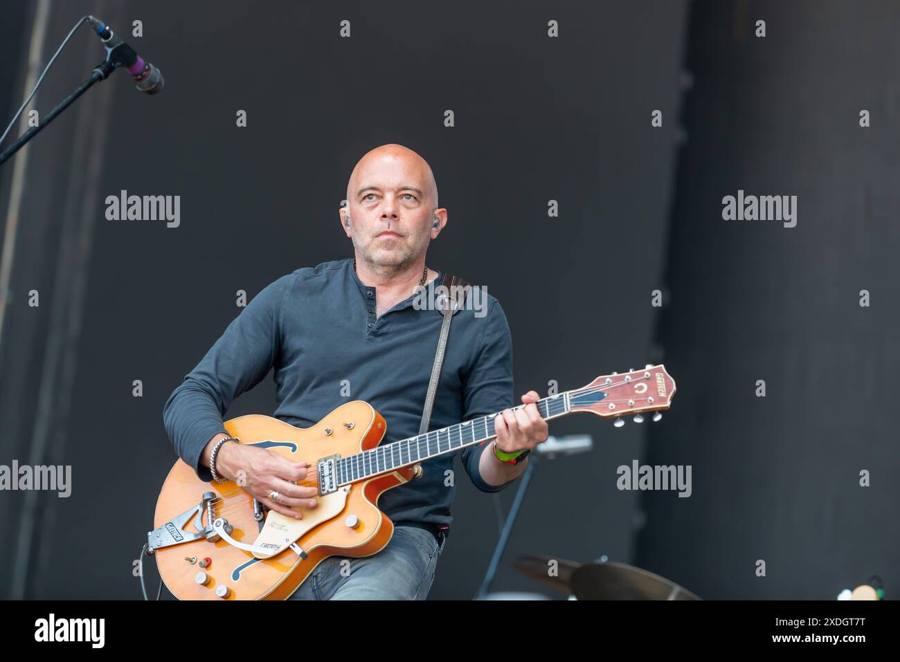 Mark Gardener from English rock band Ride performs live on stage during ...