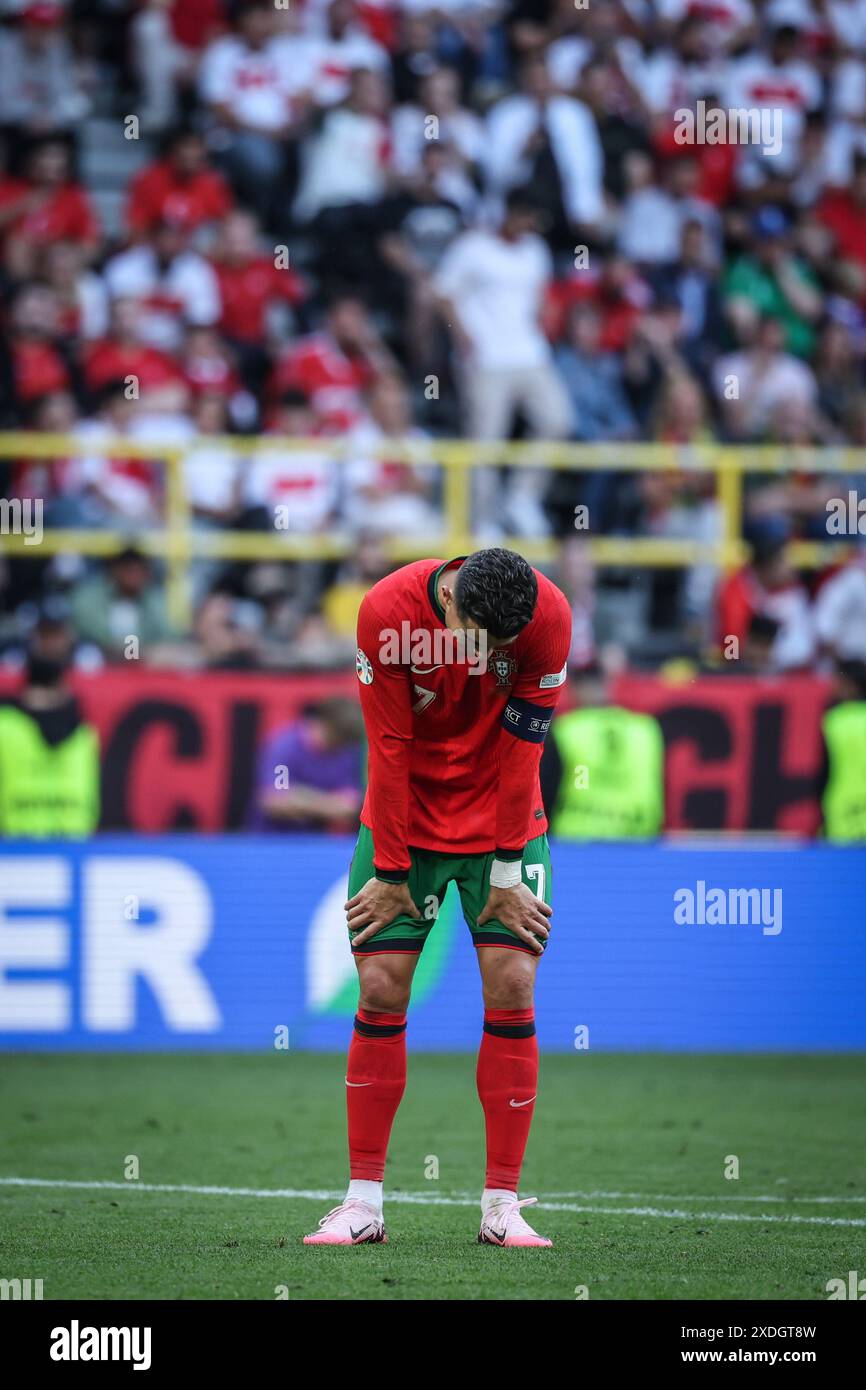 Dortmund. 22nd June, 2024. Cristiano Ronaldo of Portugal reacts during ...