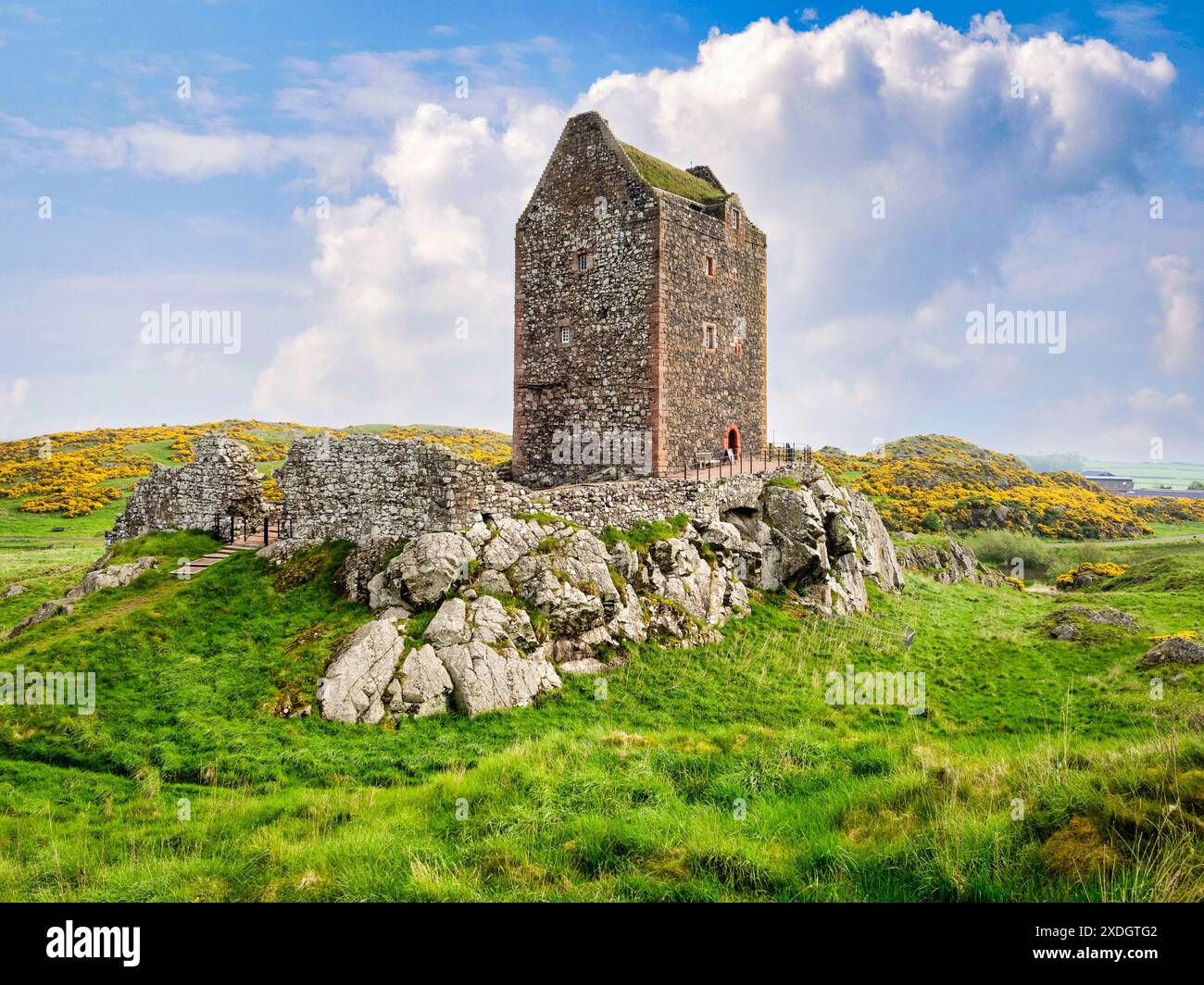 13 May 2024: Borders, Scotland - Smailholm Tower, a four story ...
