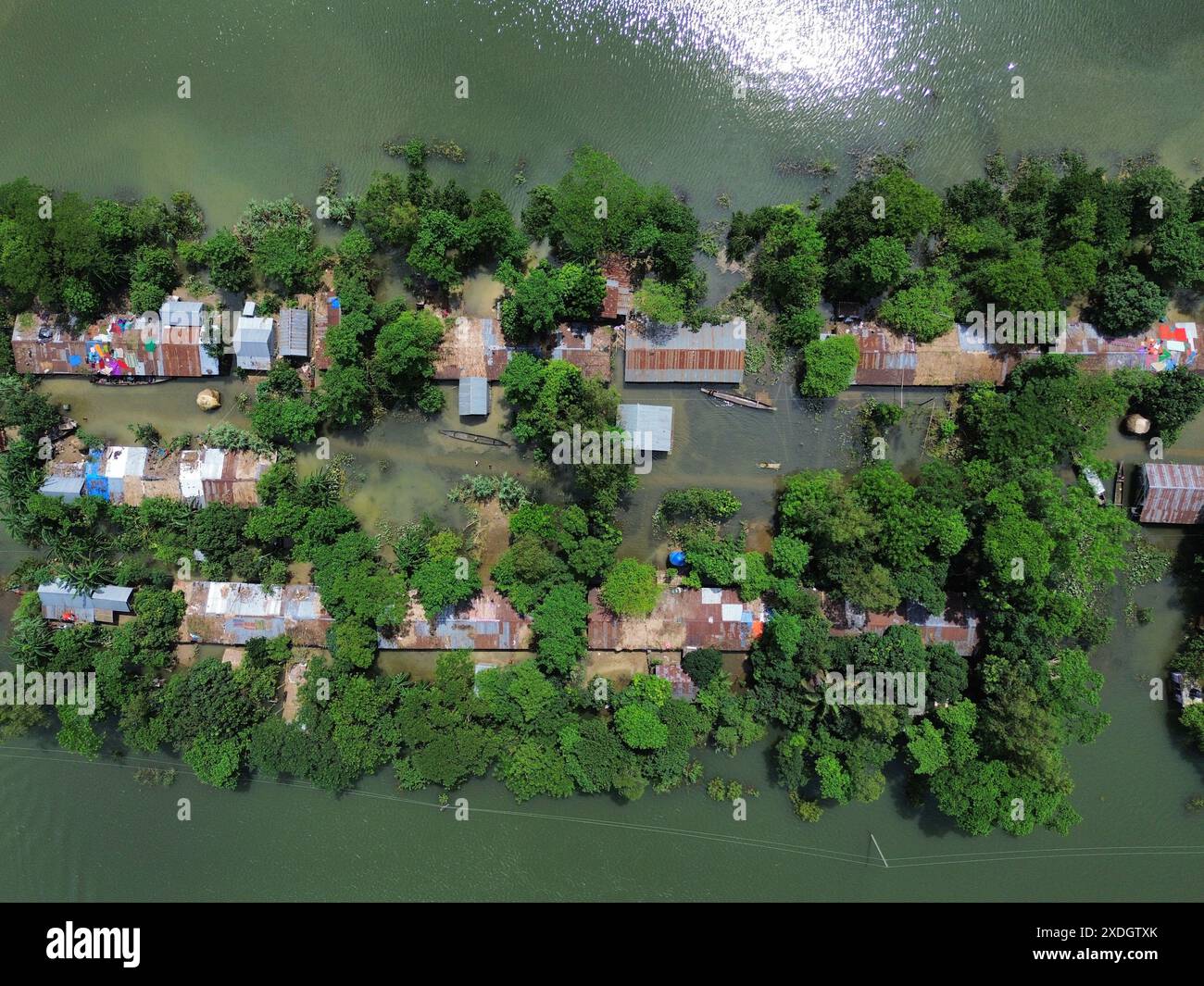 Sylhet. 23rd June, 2024. An aerial drone photo taken on June 22, 2024 ...