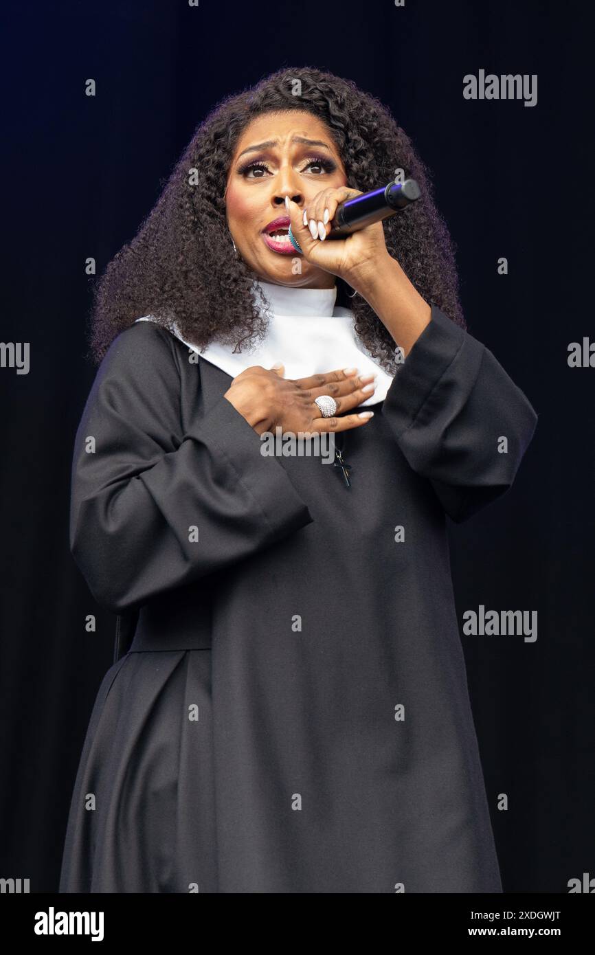 London, UK. 22nd June, 2024. Alexandra Burke on stage in costume from ...