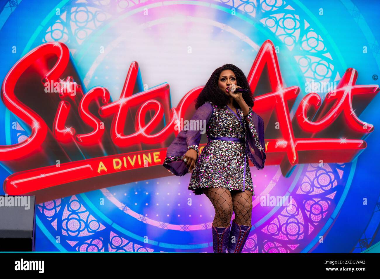 London, UK. 22nd June, 2024. Alexandra Burke on stage in costume from ...