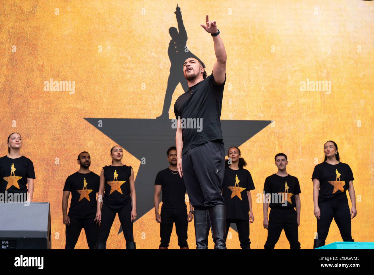 London, UK. 22nd June, 2024. Hamilton the musical perform live on stage ...
