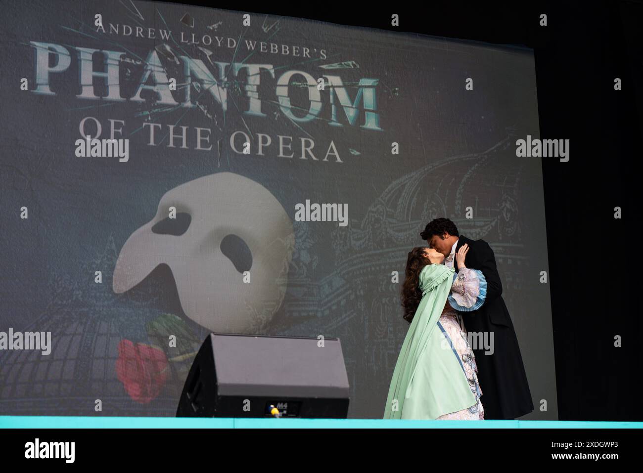 London, UK. 22nd June, 2024. Cast of Phantom of The Opera perform in ...