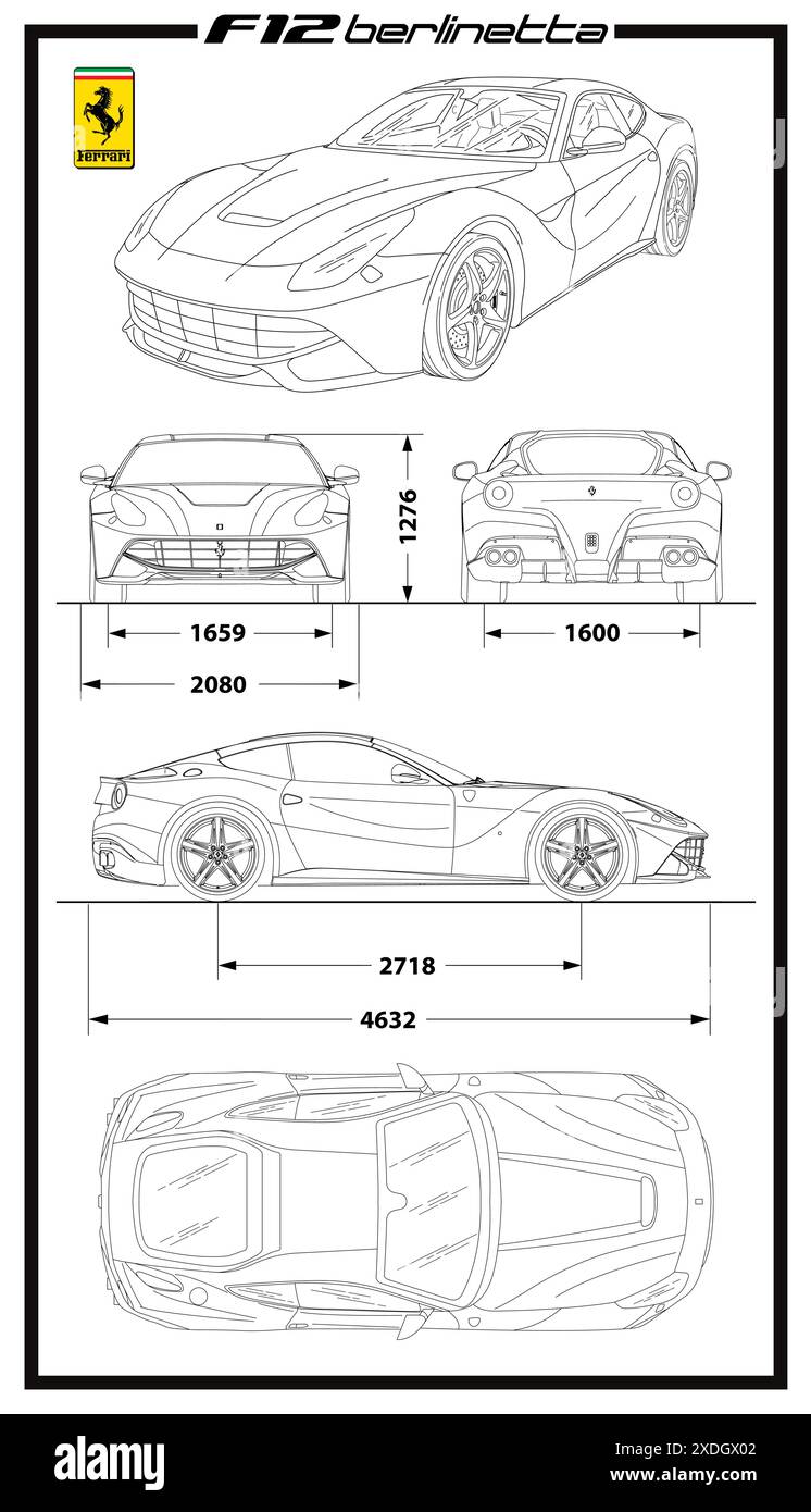 Ferrari F12 Berlinetta car blueprint Stock Vector Image & Art - Alamy