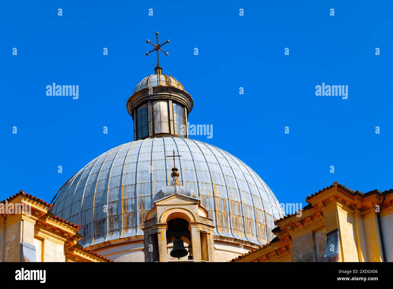 Large dome with a cross on top. Majestic building with a grand dome and ...