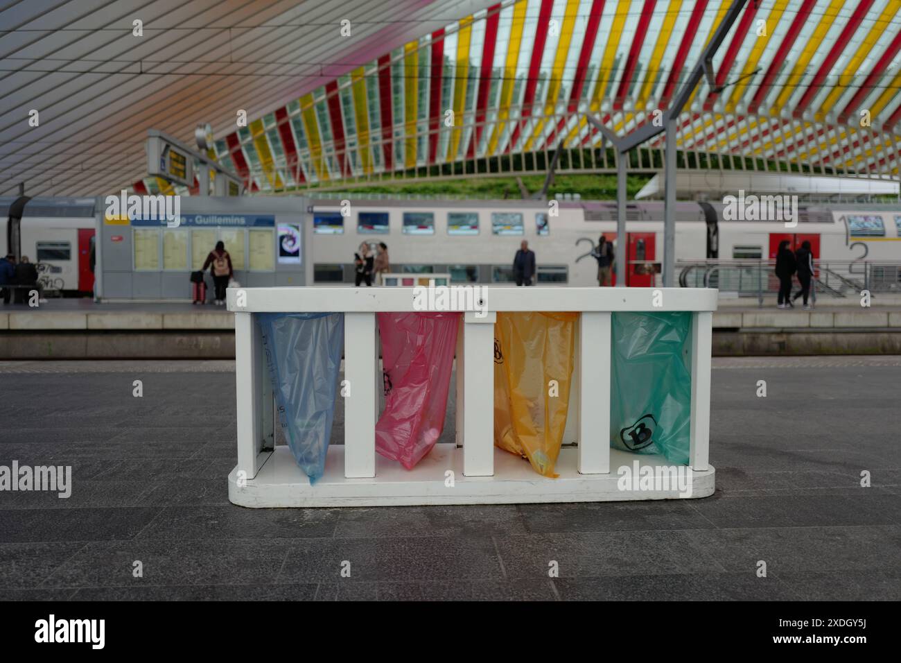 Recycling station at the railway station in Liege Stock Photo - Alamy
