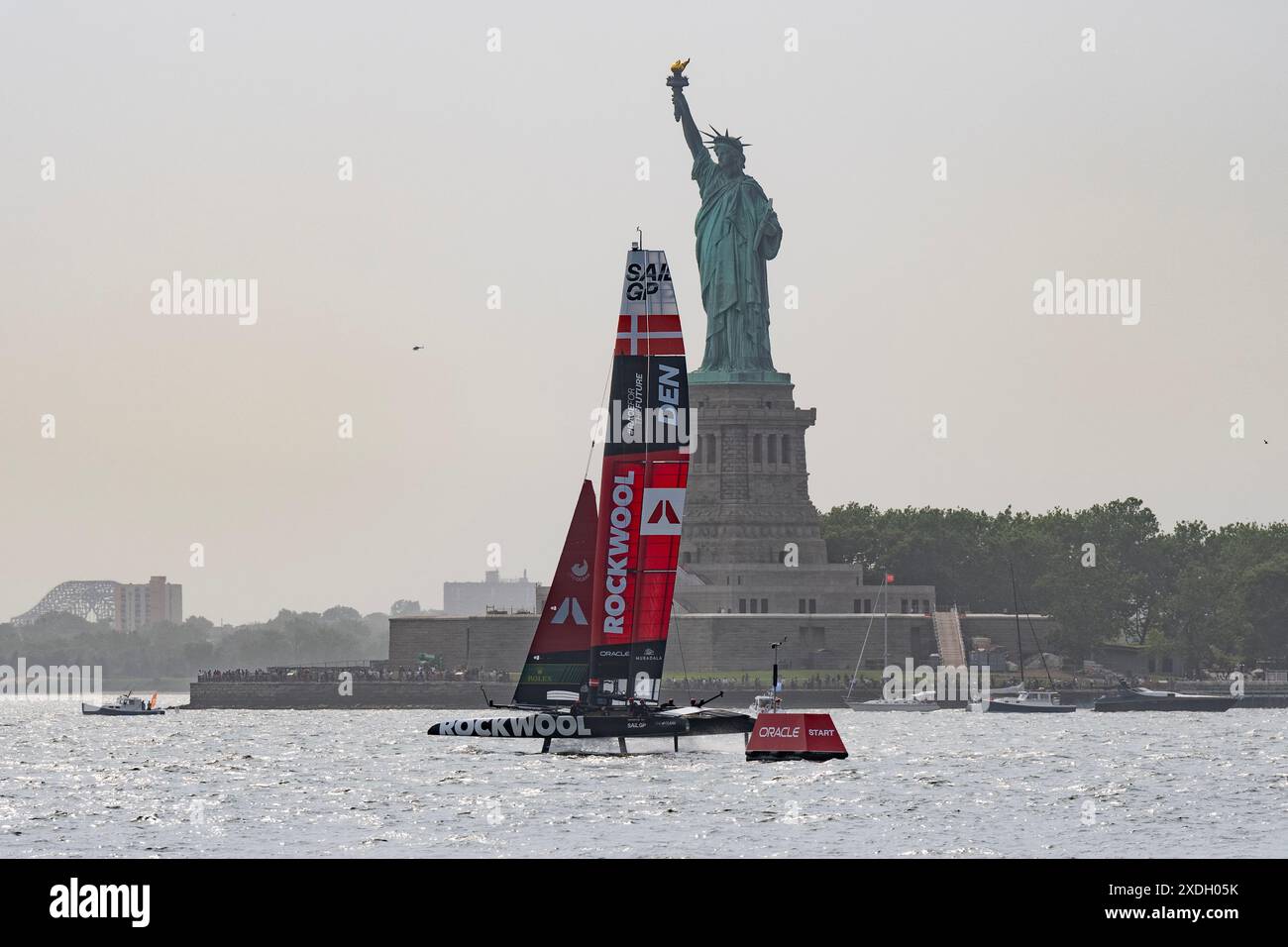 Denmark boat races during SailGP first day in New York harbor on June ...