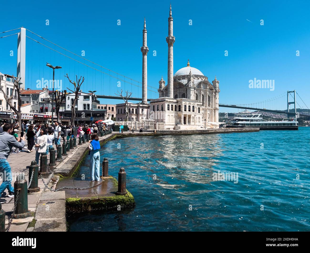 Istanbul, Turkey - May 5, 2024: The Ortaköy Mosque stands majestically ...