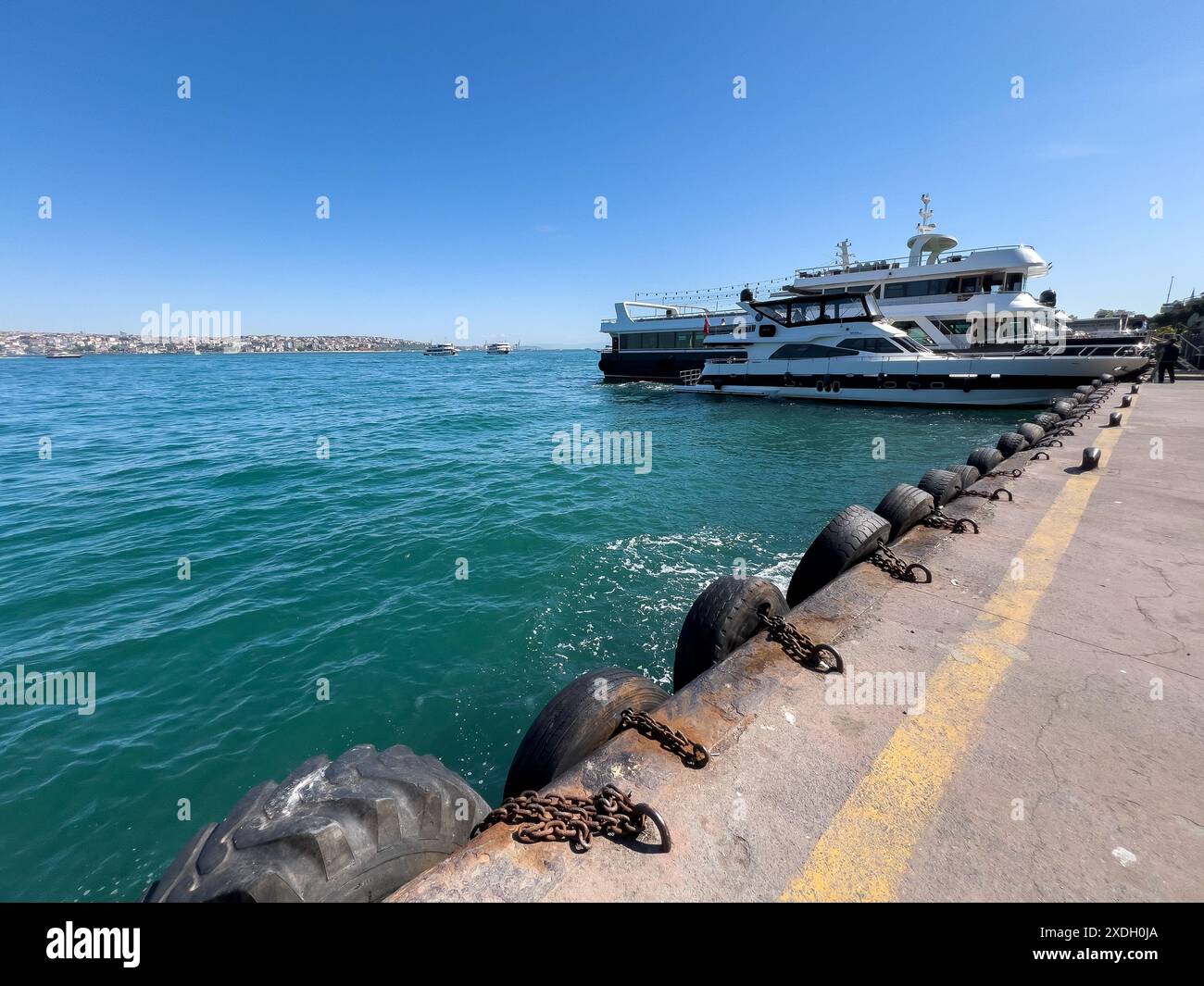 Istanbul, Turkey - May 5, 2024: A serene view of a ferry docked at ...