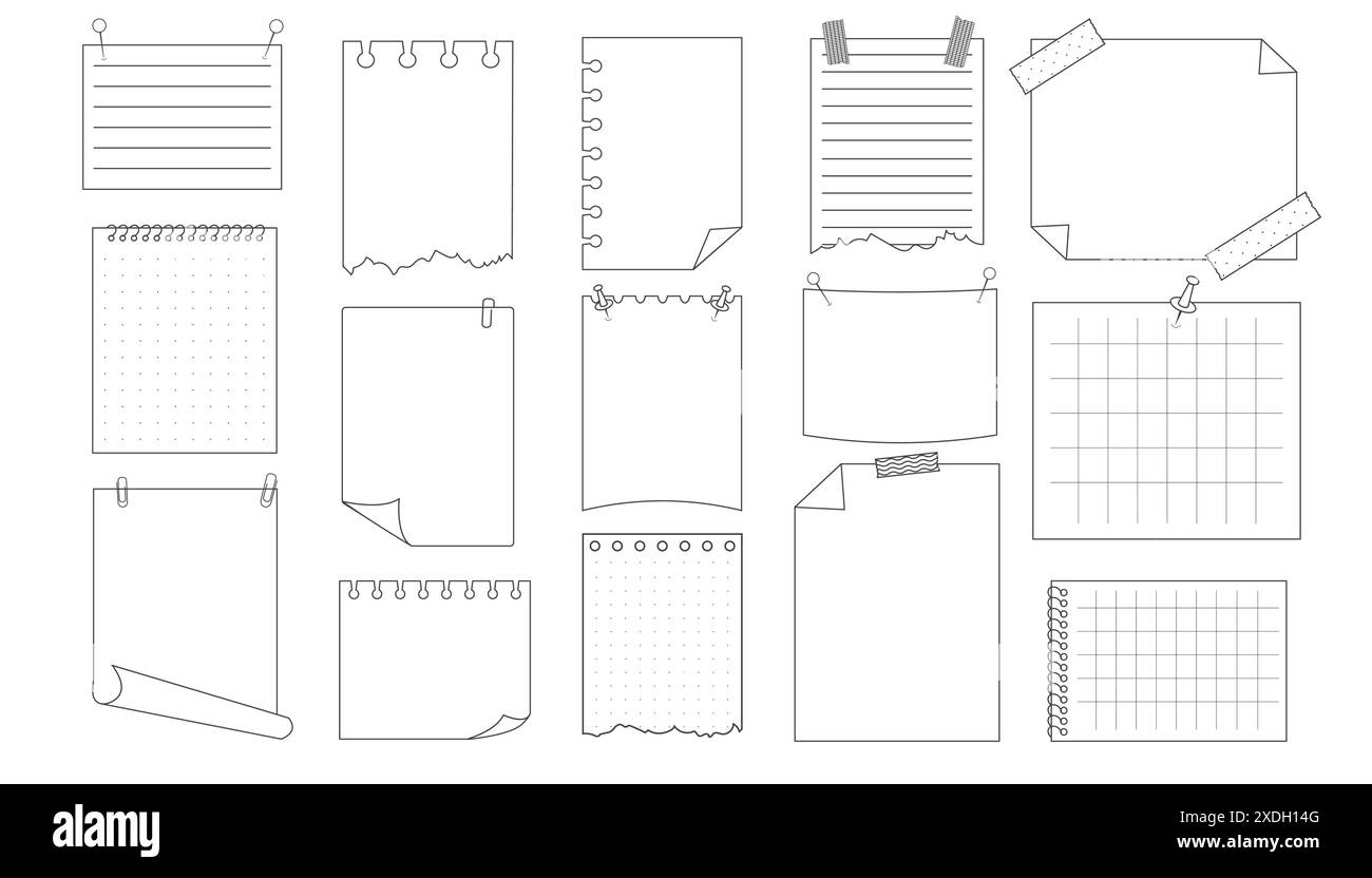 Memo sticky note reminder sheet paper. Doodle paper frame, check list ...