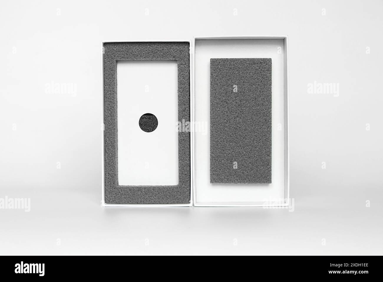 White New Empty Box And Cover For Phone On White Background Empty Box