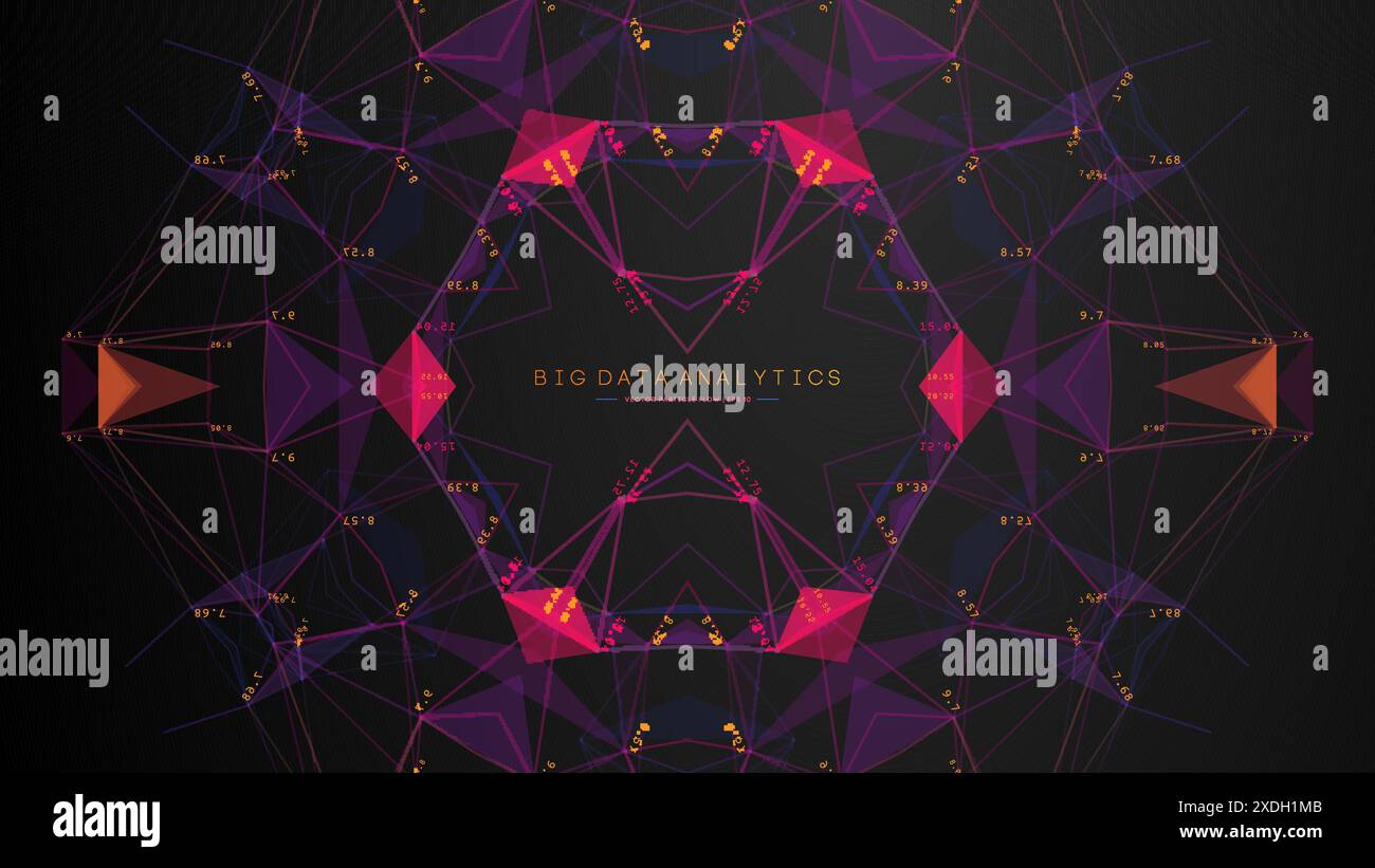 A digital illustration featuring geometric patterns in vibrant colors ...