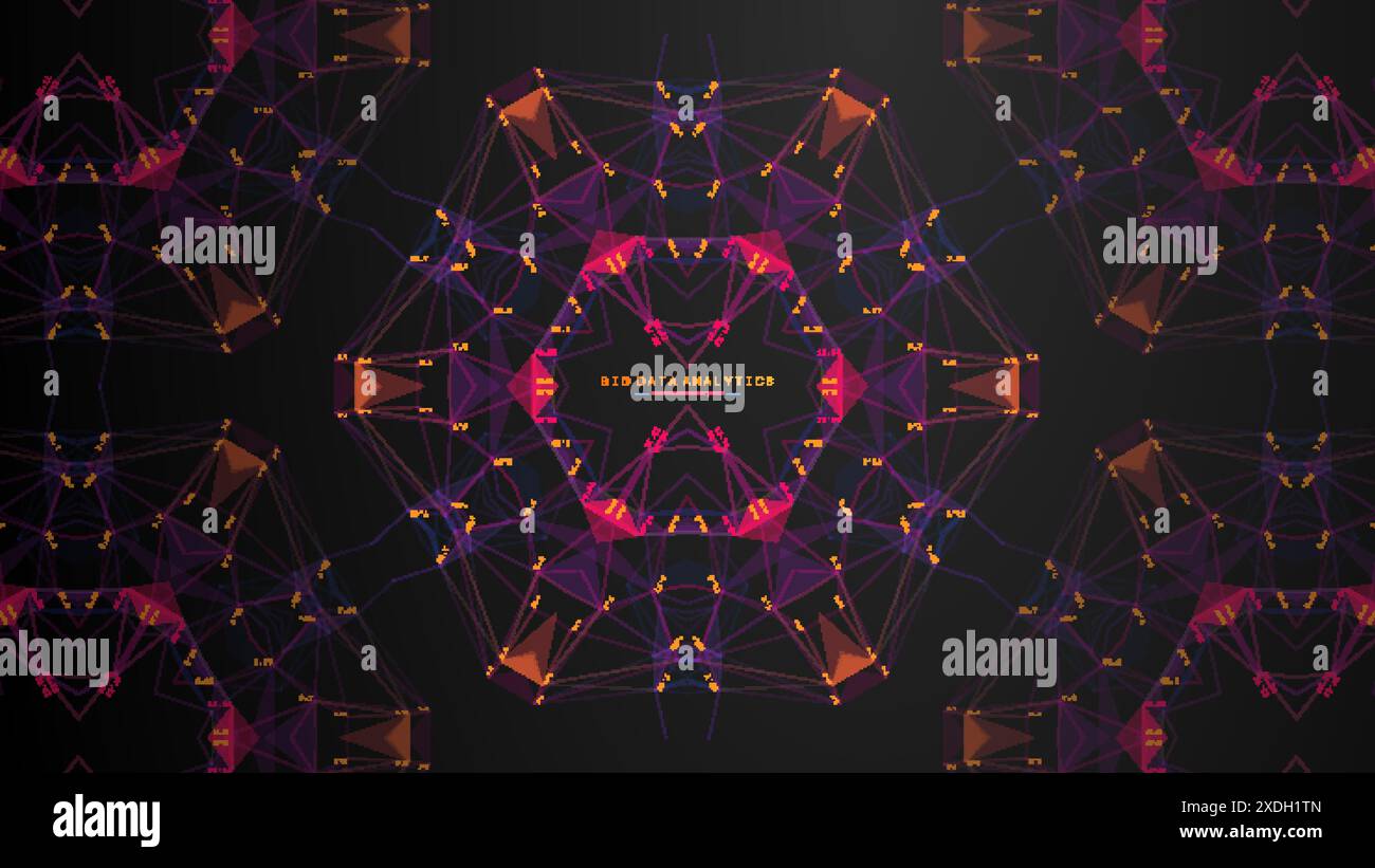 A digital illustration featuring geometric patterns in vibrant colors ...