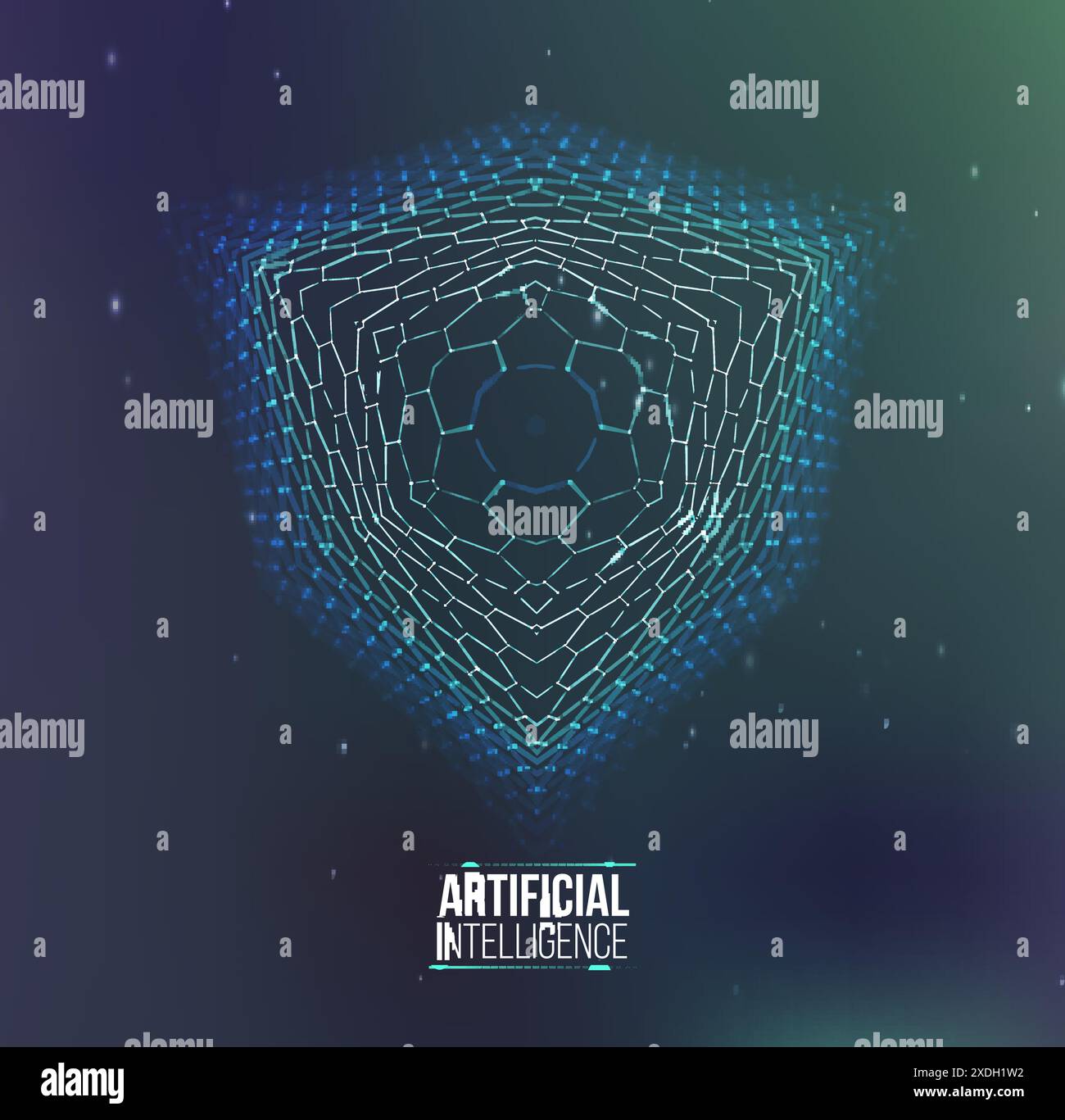 Hexagonal pattern visualization representing an AI network, featuring ...