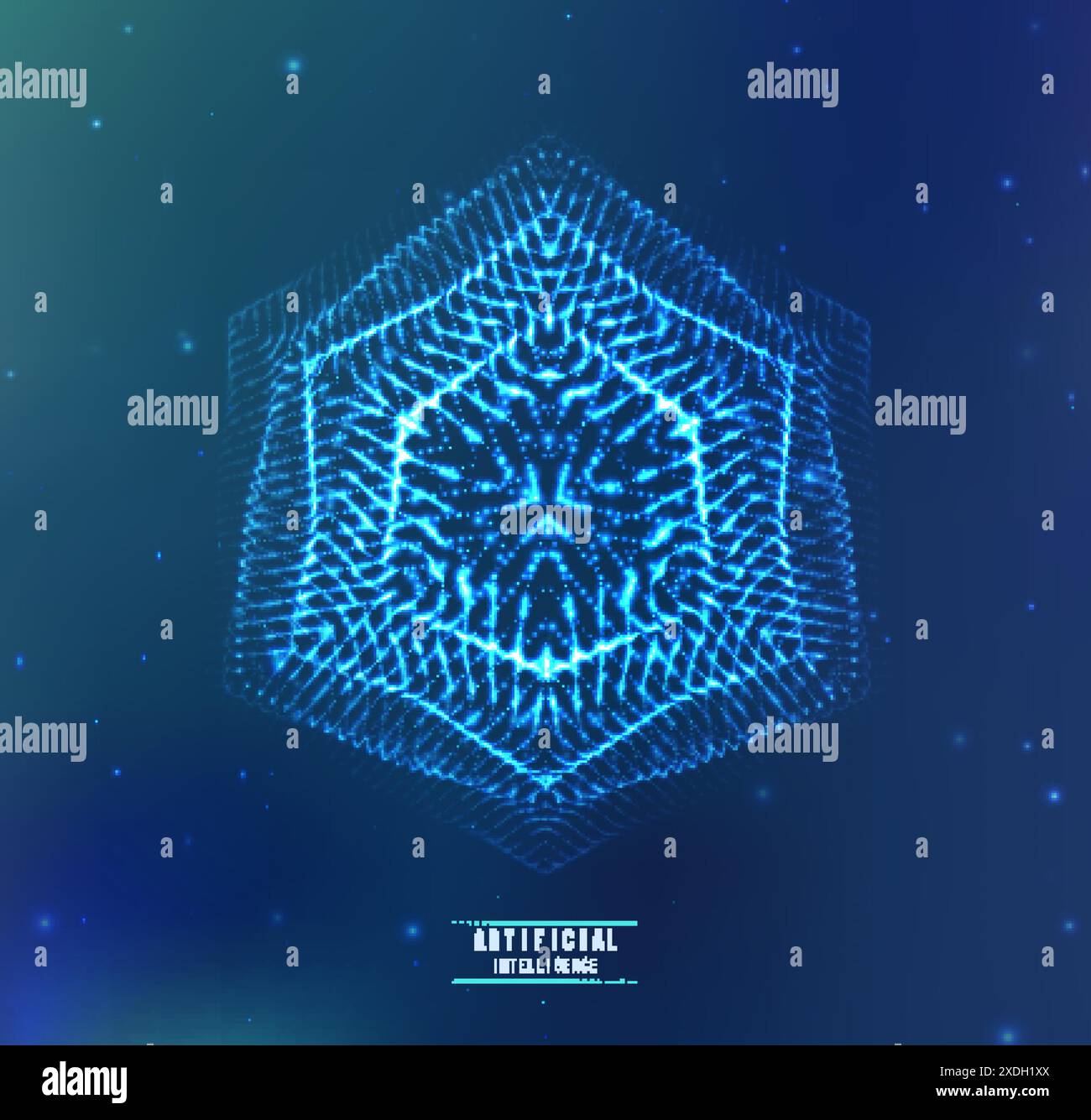 Hexagonal pattern illustrating an AI digital network with abstract and futuristic elements Stock ...