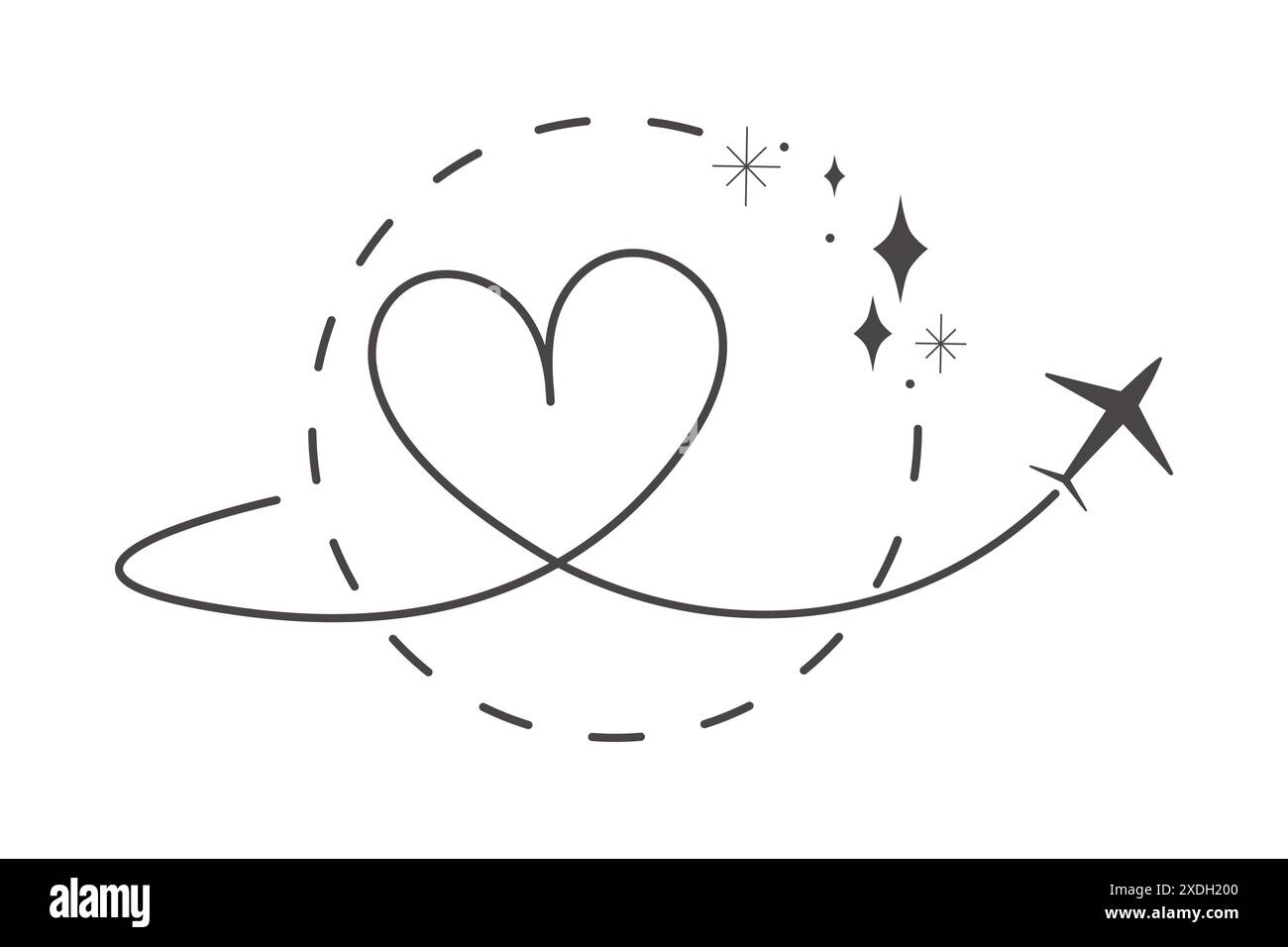 Itinerary dashed trace, line airplane flight, dotted path, aircraft ...