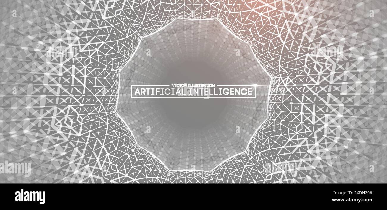 Abstract representation of an artificial intelligence network with a ...