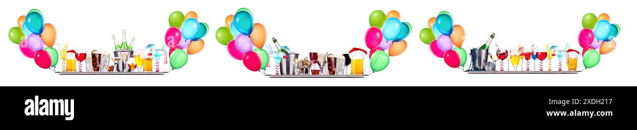 Colorful Party Banners with Balloons and cocktails for festive ...