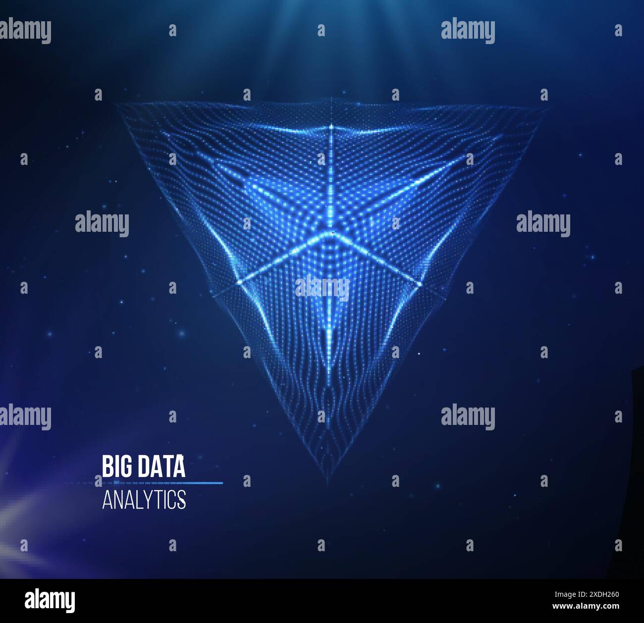 Blue digital mesh representing an AI network with abstract geometric ...