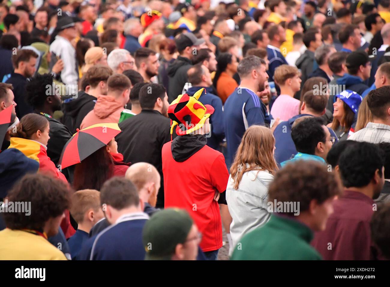 Stuttgart, Germany, 22nd Jun, 2024. Belgium, Romania and Scotland fans ...