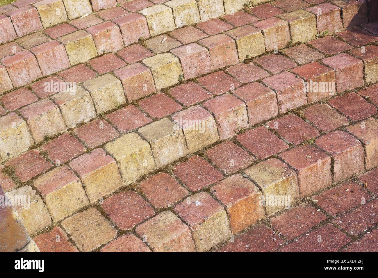 Outdoor, steps and bricks with texture, design and abstract with ...