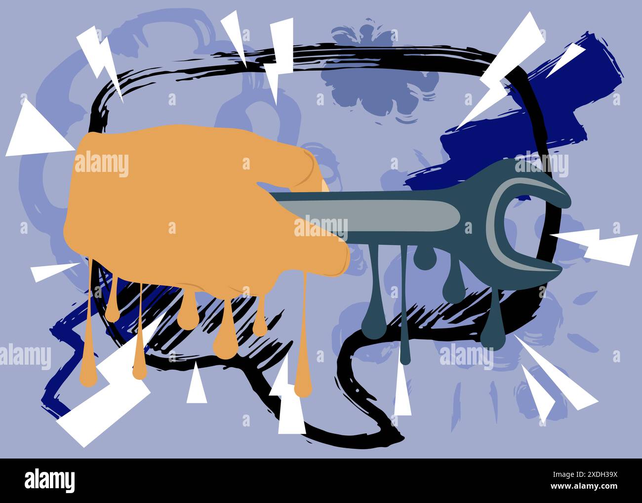 Metal wrench in hand Stock Vector Images - Alamy