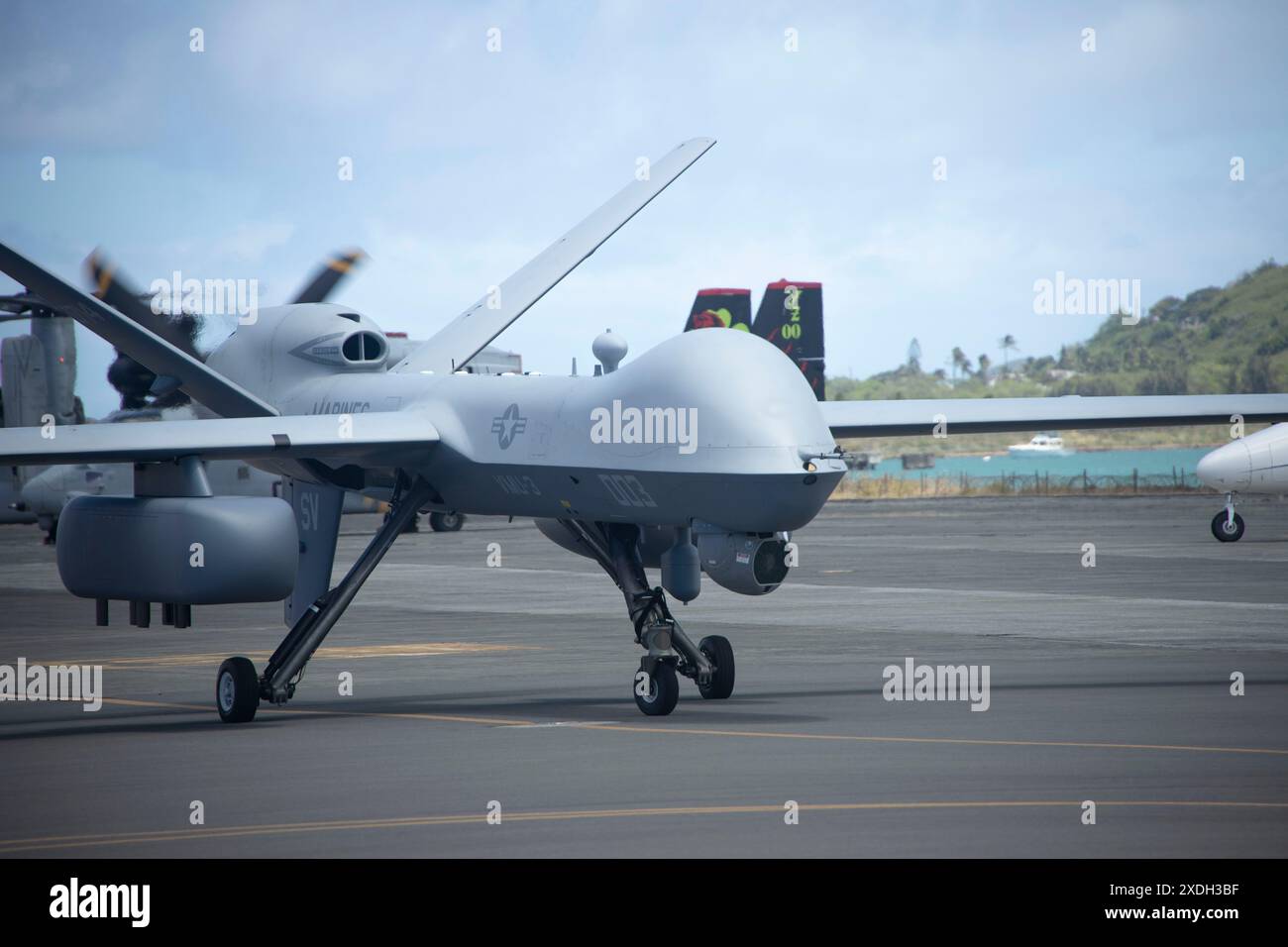 A U.S. Marine Corps MQ-9A MUX/MALE assigned to Marine Unmanned Aerial ...