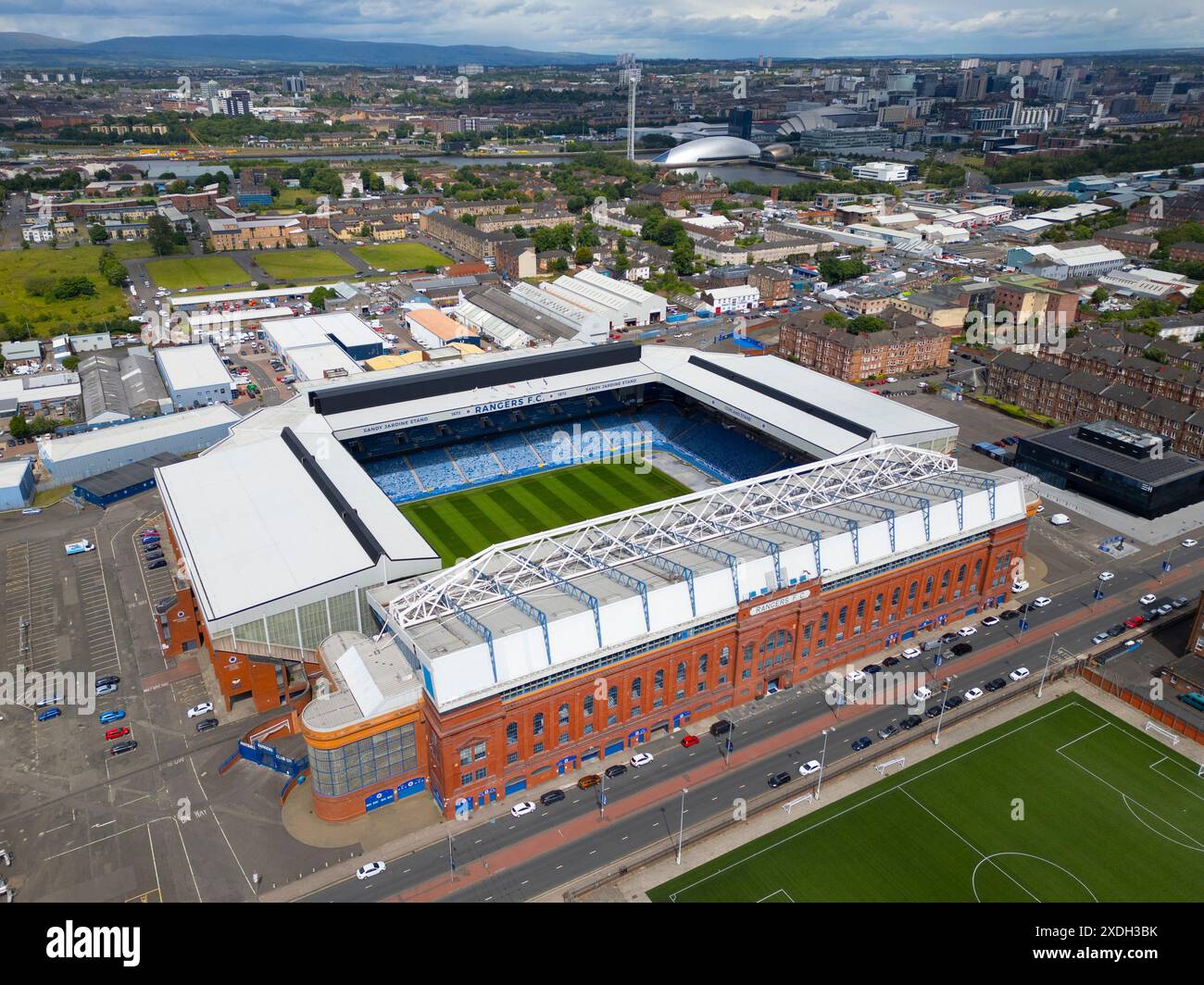 Aerial view of Ibrox Park football stadium home of Rangers FC at Ibrox ...